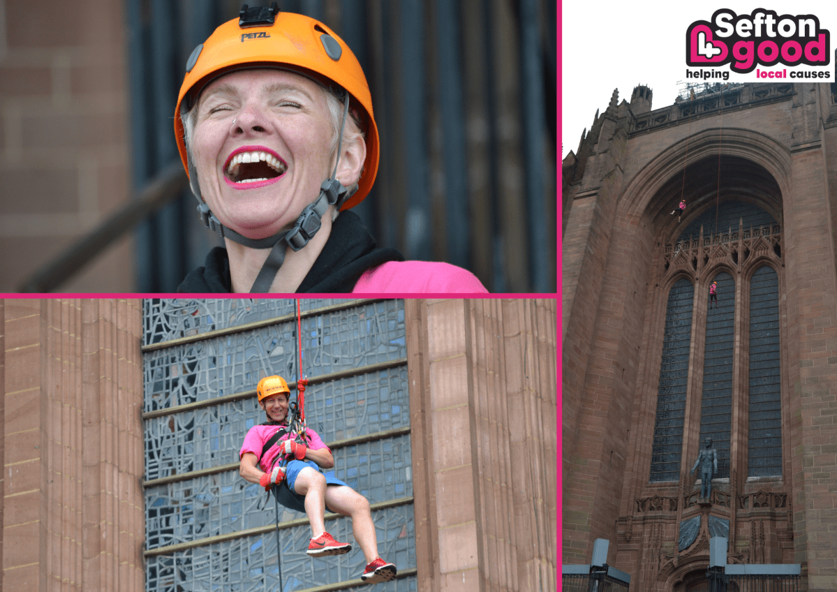 16 Brave fundraisers Abseiled Liverpool Cathedral for Sefton 4 Good ...
